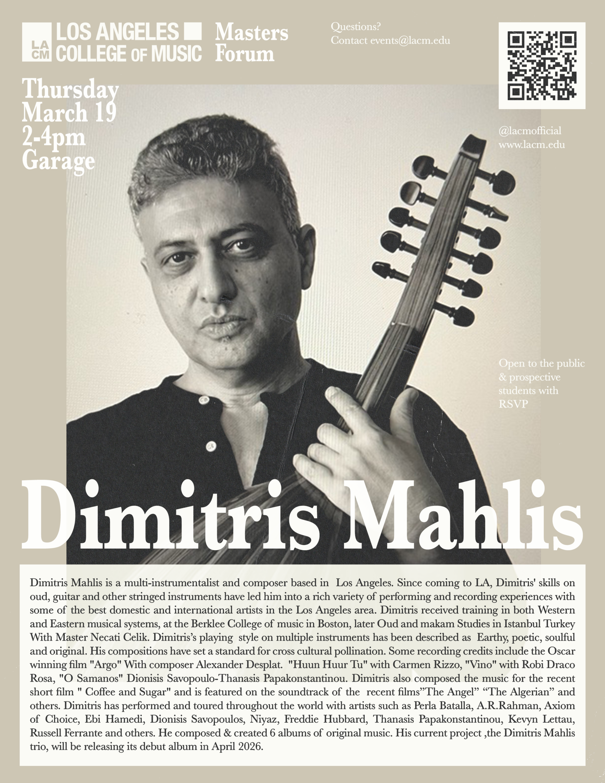 Masters Forum: Dimitris Mahlis 3/19 - LACM